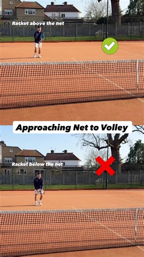 Racket up at net = finish. Racket below net = float. Fix your first volley. 🎾 #tennistips