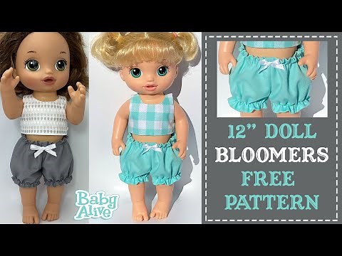 DIY How to make Bloomers for Baby Alive or 12" Doll Free Pattern (Easy for Beginner)