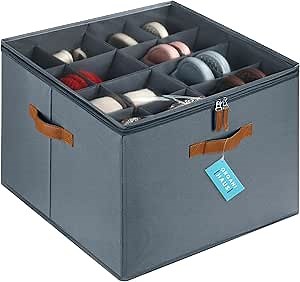 OrganiHaus Shoe Organizer for Closet and Entryway, Fits up to 16 Pairs, Large Shoe Storage Box, Collapsible Shoes Storage Bin, Shoes Container w/Reinforced Handles and Clear Cover - Gray