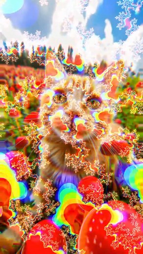 SOUND ON 👽🐱🔊 . Music : Bleue Comme Une Orange by . #cat #trippyart #trippy #colour #opticalart #psychedelicart #psytrance #music #festival #rave #forest #orangecat #fractals | Justtripit