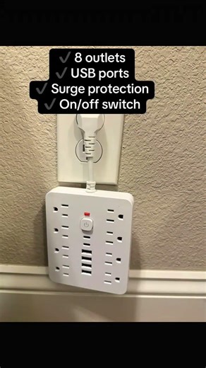 ✔️ 8 outlets ✔️ USB ports ✔️ Surge protection ✔️ On/off switch ✔️ Under $15 This fixed my outlet