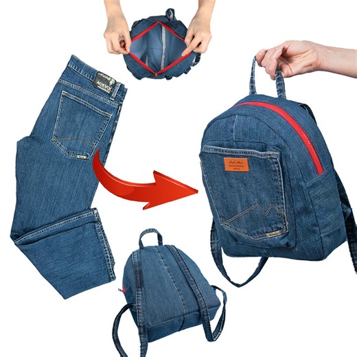 How to sew a cute mini backpack from old jeans easily! | Miarti - Wiederverwendung