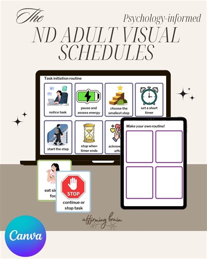 Adult Neurodivergent Visual Schedules | Daily Routines | Customizable | Digital Download - Etsy