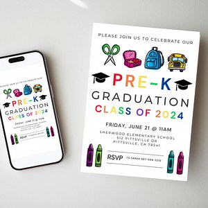 Preschool Graduation Invitations Canva, Invite Your Friends to Your Child's Graduation With This Editable Template - Etsy Australia