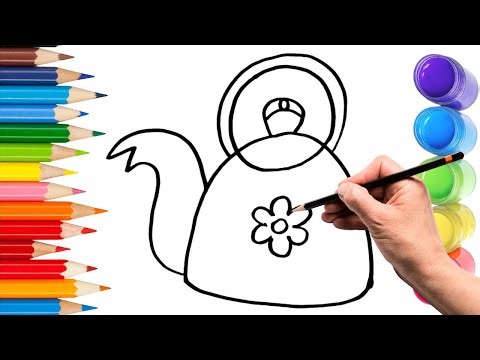 How To Draw cute teapot Drawing, Painting & Coloring For Kids and Toddlers_ Child Art 🐋🌈