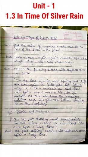 1.3 In Time of Silver Rain Questions & Answers Class 7 English Workshop | Maharashtra Board #std7
