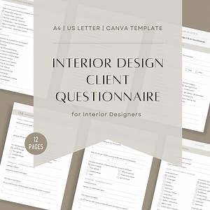 Interior Design Client Questionnaire Template Canva | Digital Intake Form for Designers & Decorators | Project Planning - Etsy