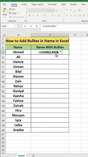 🔵 How to Add Bullets in Names in Excel | Easy Step-by-Step Tutorial