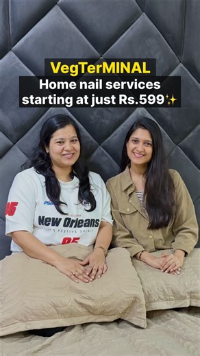 Nail service at Home starting at Rs.599! ✨ Festive season is here and there’s absolutely no time to visit the salon, so why we got the salon at home! Without wasting a minute, we booked a home nail service from The Nail Studio, where prices start at just ₹599, making it super convenient and budget-friendly. The session began with proper filing, buffing, cutting and neat cuticle trimming, giving it a truly professional touch. We chose gel nail art, but they also offer services like gel nails, det