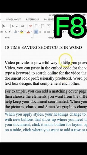Use F8 to select text faster in Word #shorts #mswordtutorials #minhacademy