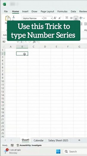 Shortcut to Create Number Series in Excel #numbers #series