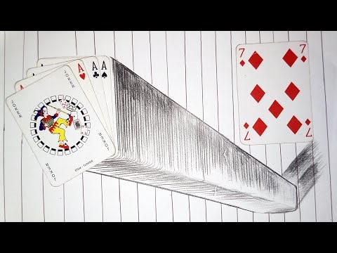 How to draw 3d playing cards on Line Paper