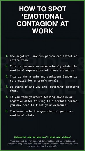 HOW TO SPOT 'EMOTIONAL CONTAGION' AT WORK\n\nOne negative, anxious perso...