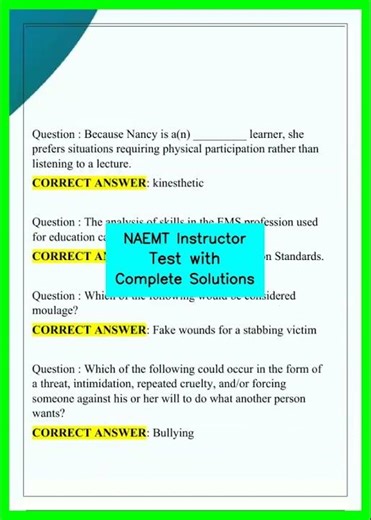NAEMT Instructor Test with Complete Solutions video