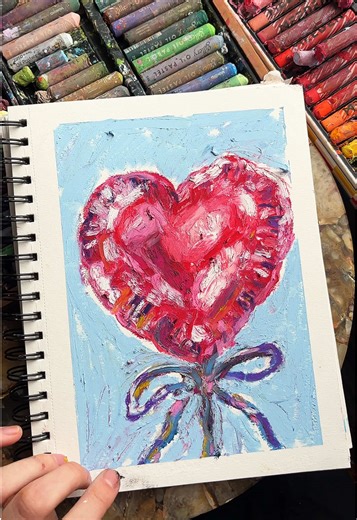 Creating a Cute Oil Pastel Valentine's Heart Balloon