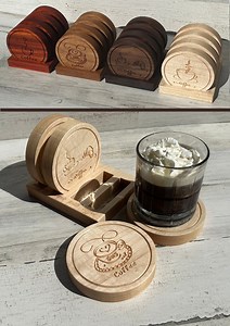 Coffee Coaster Set, Coffee Gift, Drink Coasters, Coffee Decor, Kitchen Decor, Hostess Gift, Housewarming Gift, Coffee Coasters, Wood Coaster - Etsy Canada