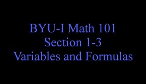 Math 101 1-3 Variables and Formulas