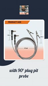 High Temperature Pit Probe with 90° Plug Stainless Steel Alligator Clip Fit for Flame Boss (2 Pack)