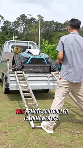 This remote-controlled lawn mower is a real “beast.” #RemoteMower #LawnCare #PowerfulTools #AllTerrain #GrassBeast | Metzgerei Ogunquit Studio