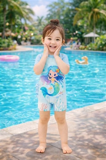 Baju Renang Anak Perempuan Mermaid 3D Swimwear anak Perempuan