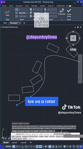 Copiar objetos en curvas con AutoCAD | Tutorial
