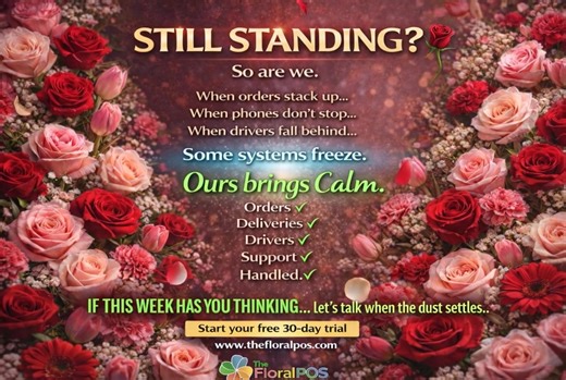 Valentine’s Day can feel like chaos 🌹 When orders stack up… When phones don’t stop… When drivers fall behind… Your POS should bring calm — not stress. The Floral POS was built for the busiest days of the year. If this week has you thinking… let’s talk when the dust settles. Start your free 30-day trial: 👉 https://www.thefloralpos.com Your Website. Your Processor. Your Data. #TheFloralPOS #FloristLife #ValentinesDay #FloristSoftware #FlowerShop #FloralBusiness #POSSystem #BusySeason | The Flora