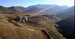 Aerial, drone or mountain by valley for travel, landscape textures or trekking on winterhoek by sustainable ecology. Mapping, environment or african scenery by hills for hiking, adventure or vacation