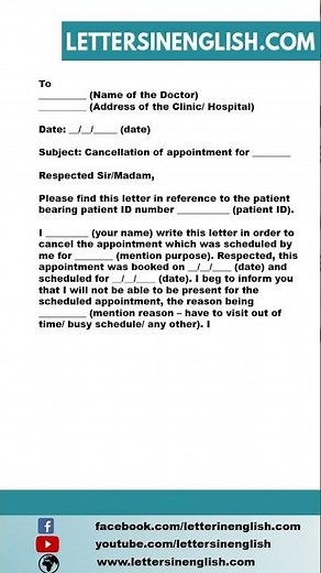 Request Letter for Patient Appointment Cancellation