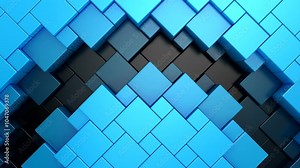 Cubes Form a Wave. Abstract motion, two color, 3d rendering, 4k resolution