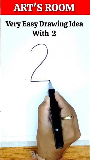 Easy Drawing Ideas With Number 2 | Simple Drawing #shorts #youtubeshorts #drawing #artsroom
