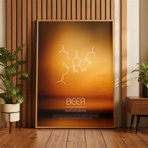 Beer Molecule Poster – Isohumulone Chemical Structure Print – Science Wall Art Gift for Beer Lover or Brewer - Etsy