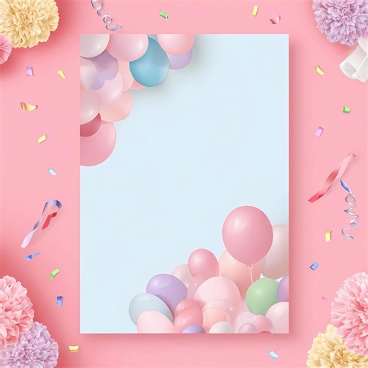 Pastel Birthday Frame Bundle Party Invitation Backgrounds Balloons Gifts Kids Celebration Decor - Etsy