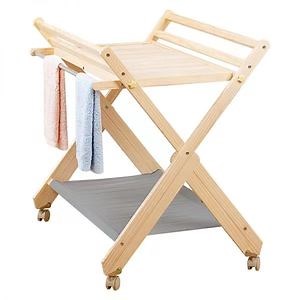 [Hot Item] Wholesale Natural Mobile Baby Diaper Changing Station Folding Baby Changing Table with Removable Mat