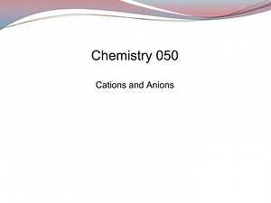 Chemistry 050 Cations and Anions - SlideServe