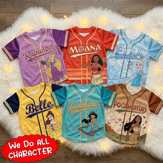 Custom Disney Princess Number Baseball Jersey, Jersey Gift for Kids, Custom Disney Lover, Y2K Crewneck, Disney Princess Birthday Gift - Etsy