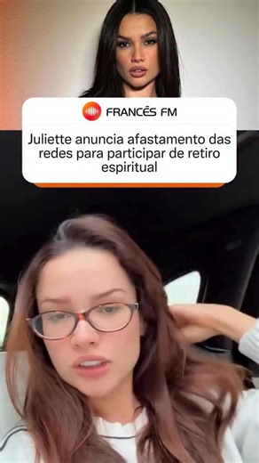 Rede Francês FM | Brasil on Instagram: "Juliette usou as redes sociais nesta segunda-feira (15/12) para avisar aos seguidores que ficará afastada da internet por alguns dias. A influenciadora revelou que participará de um retiro espiritual, com o objetivo de buscar uma reconexão pessoal. “Eu estou indo para o retiro e vou ficar a semana inteira sem celular. Acho que, depois do Big Brother Brasil, essa vai ser a primeira vez. Então, não morram de saudade”, disse Juliette. A influenciadora explico