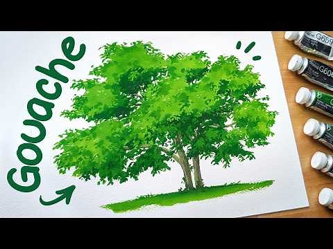 How to Paint a Beautiful Tree with Gouache ✨🌳 Step-by-Step Tutorial!