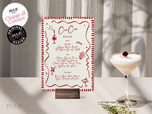 BAR   DRINKS MENU Template | Hand Drawn & Handwritten Italian Scribble Illustrated Whimsical Wedding Menu | Funkyprintable Digital | 0041 - Etsy Australia