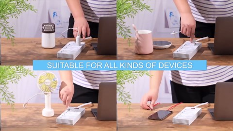 HITRENDS Surge Protector Power Strip 6 Outlets with 6 USB Charging Ports, USB Extension Cord, 1625W/13A Multiplug for Multiple Devices Smartphone Tablet Laptop Computer (6ft, white)