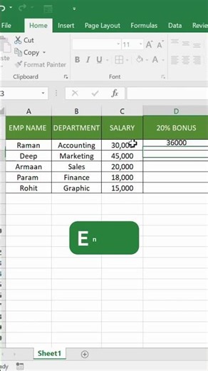 How to Use Bonus Formula in Excel in 30 Seconds! ⚡📊