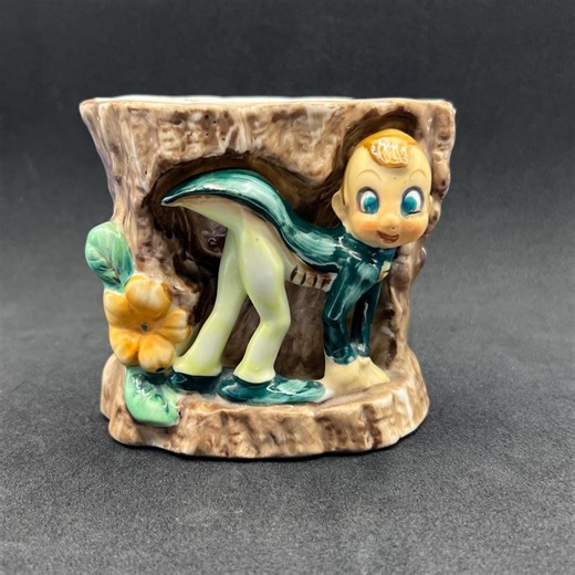 Vintage Elf Pixie Under Tree Stump Planter ACME China Japan - Etsy