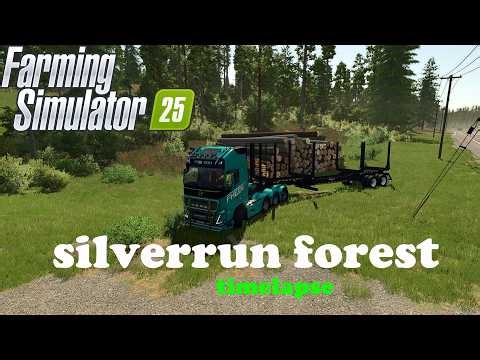 Timelapse of wood transport and logging in Farming Simulator 25