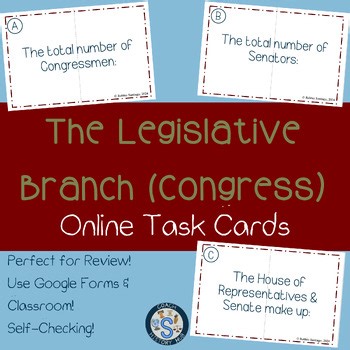 Legislative Branch Congress Google Digital Task Card Activity No Prep Assessment