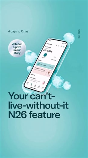 N26 on Instagram: "💸 GIVEAWAY TIME 💸 Which N26 feature basically lives rent-free on your phone — and why is it your go-to? Best answer wins! 👇 How to enter 👇 1. Like this post and follow us 2. Tell us in the comments which N26 feature you use the most 3. Tag that friend so they can also take part ✨Eligible answers will be shortlisted, then a winner randomly selected ✨Winners announced via a reply to your comment 📆 Giveaway period 📆 December 16 – December 25 You can vote in our Instagram st