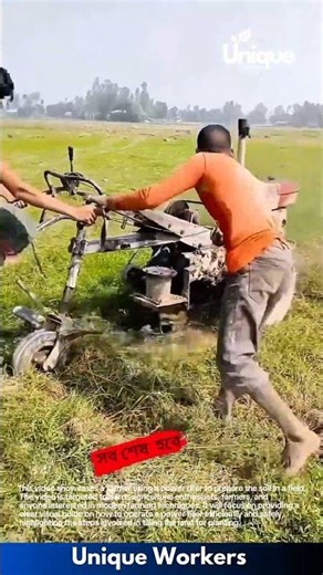 Farmer Starting a Power Tiller in Field | Traditional Farming Work
