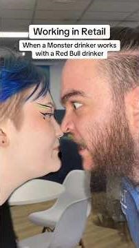 A Monster drinker works with a Red Bull drinker (ft. My Girlfriend) | Retail Life #retail #shorts