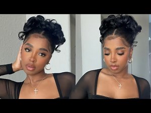 How To : Curly Updo/ Pin Curl Bun On Natural Hair ( Old Silk Press Hairstyles)