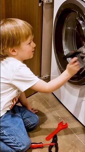 Washing machine is broken 😢 Here's how to fix it! #kidsvideo #baby