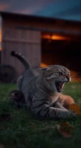 Mother Cat Fearlessly Confronts a Wolf and Saves Her Kittens”#MotherCat#CatVsWolf#BraveCat #bravecat