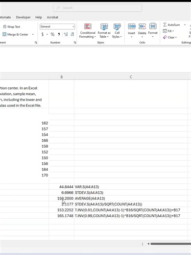 MBA Stats Problem- Variance & Confidence Intervals in Excel (Part 1) #exceltips #businessstudent #dataprojects #dataanalytics #statisticsclass #standarddeviation #confidenceinterval